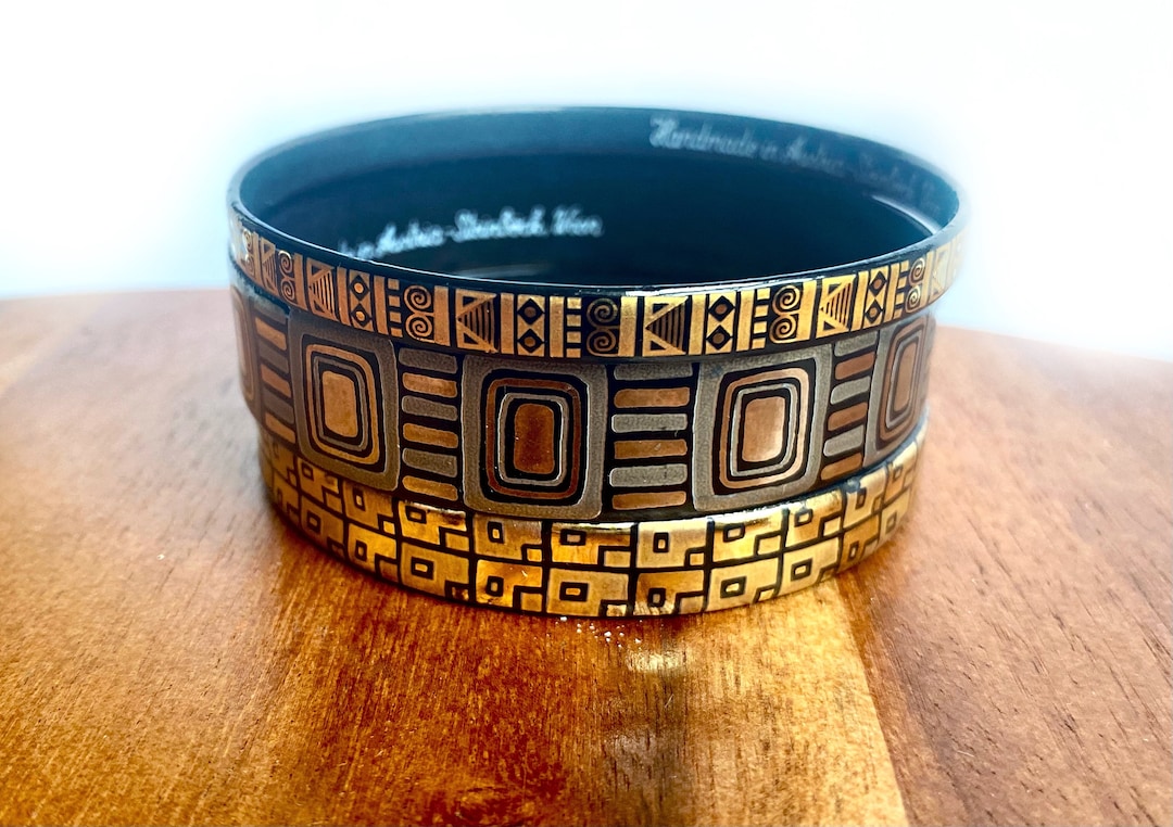 3 Three Vintage Hermes Style, Stacking Bracelets. Set. Steinbock Wien ...