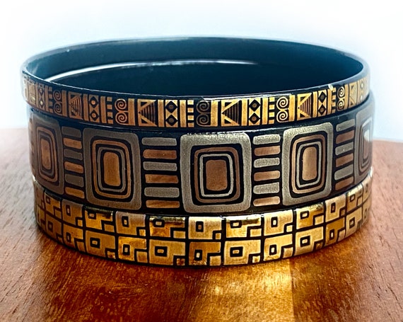 3 Three Vintage Hermes style, stacking bracelets. Set… - Gem