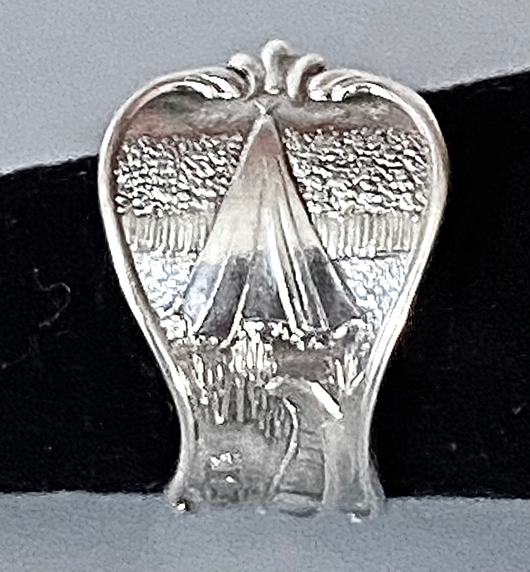 Antique Sterling Silver Spoon Ring – Unique Teepee, Canoe, Ax & Peace ...