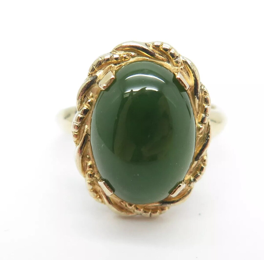 Art Deco, Green Jade Ring, 10k Gold Filled. Clark & Coombs - Etsy