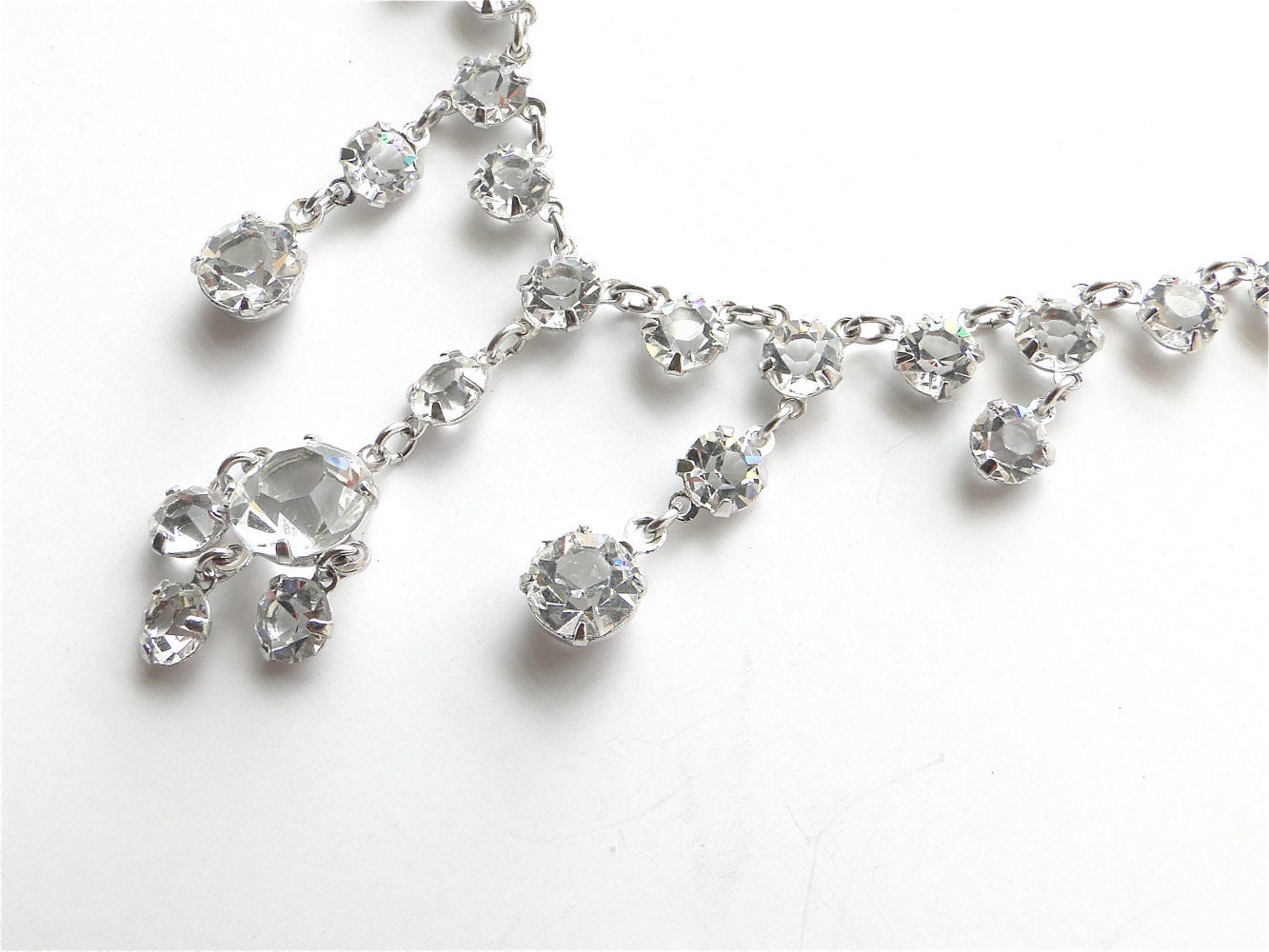 Art Deco Crystal Necklace. Open Back. Wedding Bridal Necklace. | Etsy