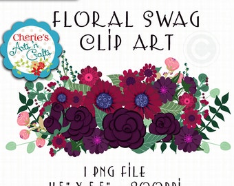 Floral swag clip art | Etsy