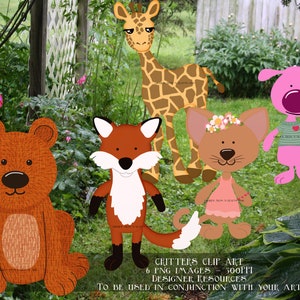 Animals Clip Art Cute Critters Clip Art Pack of 6 PNG Images - Etsy