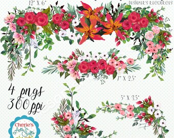 Floral swag clip art | Etsy