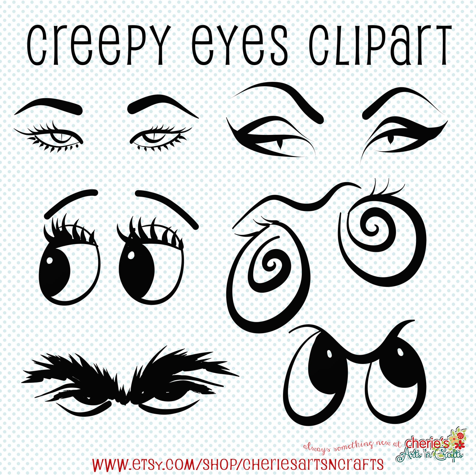 Creepy Eyes Clip Art Halloween Clip Art Eyes Cliparts | Etsy