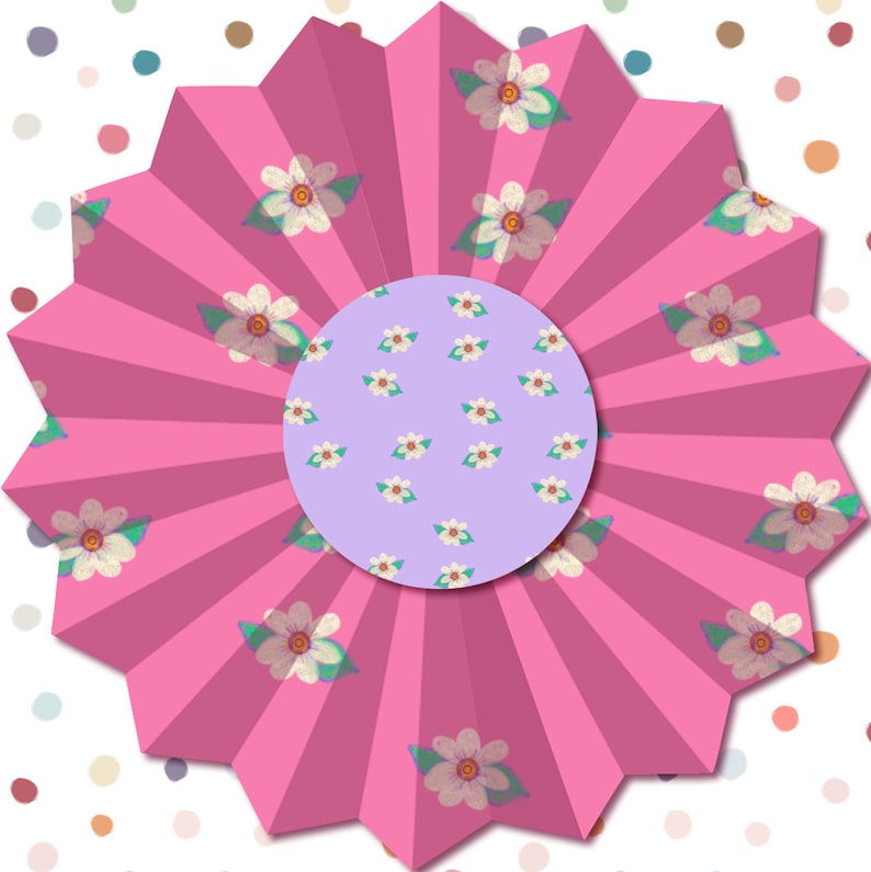 Rosettes Floral Pattern Rosettes Paper Wheels Kit Digital | Etsy
