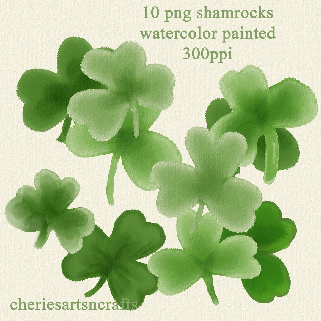 Watercolor Painted Shamrocks Clip Art Shamrocks Graphics PNG Shamrocks ...
