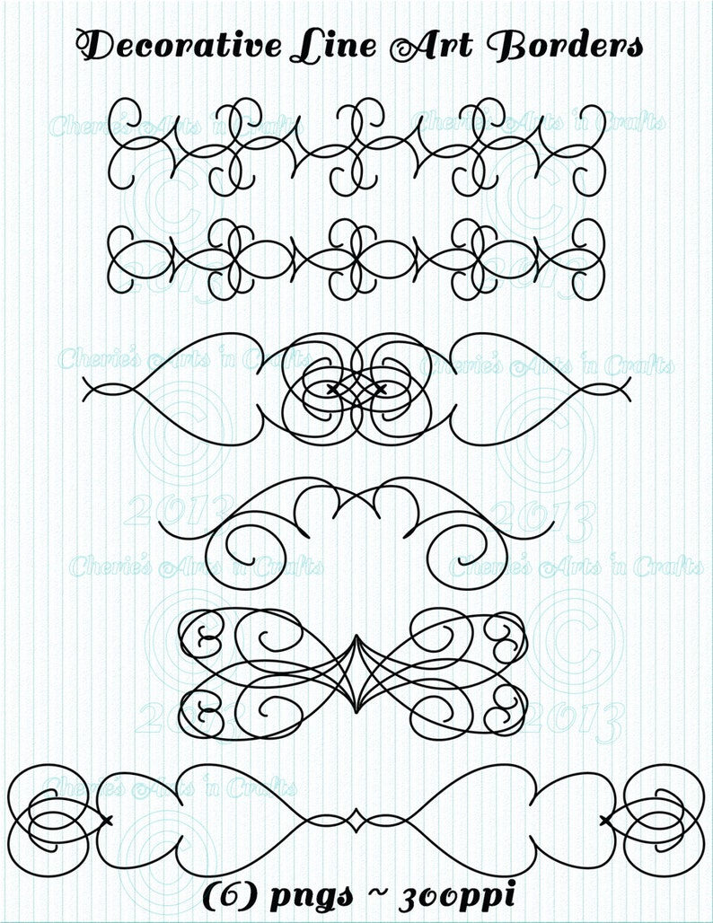 Instant Download Line Art Decorative Borders Digital - Etsy