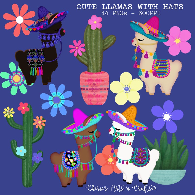 Llama Clip Art 4 PNG Files Cute Baby Llama Clipart - Etsy