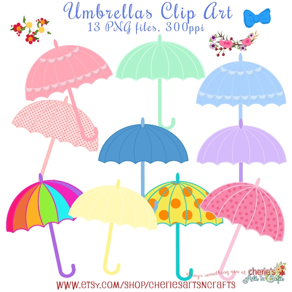 Umbrellas Clip Art - Etsy