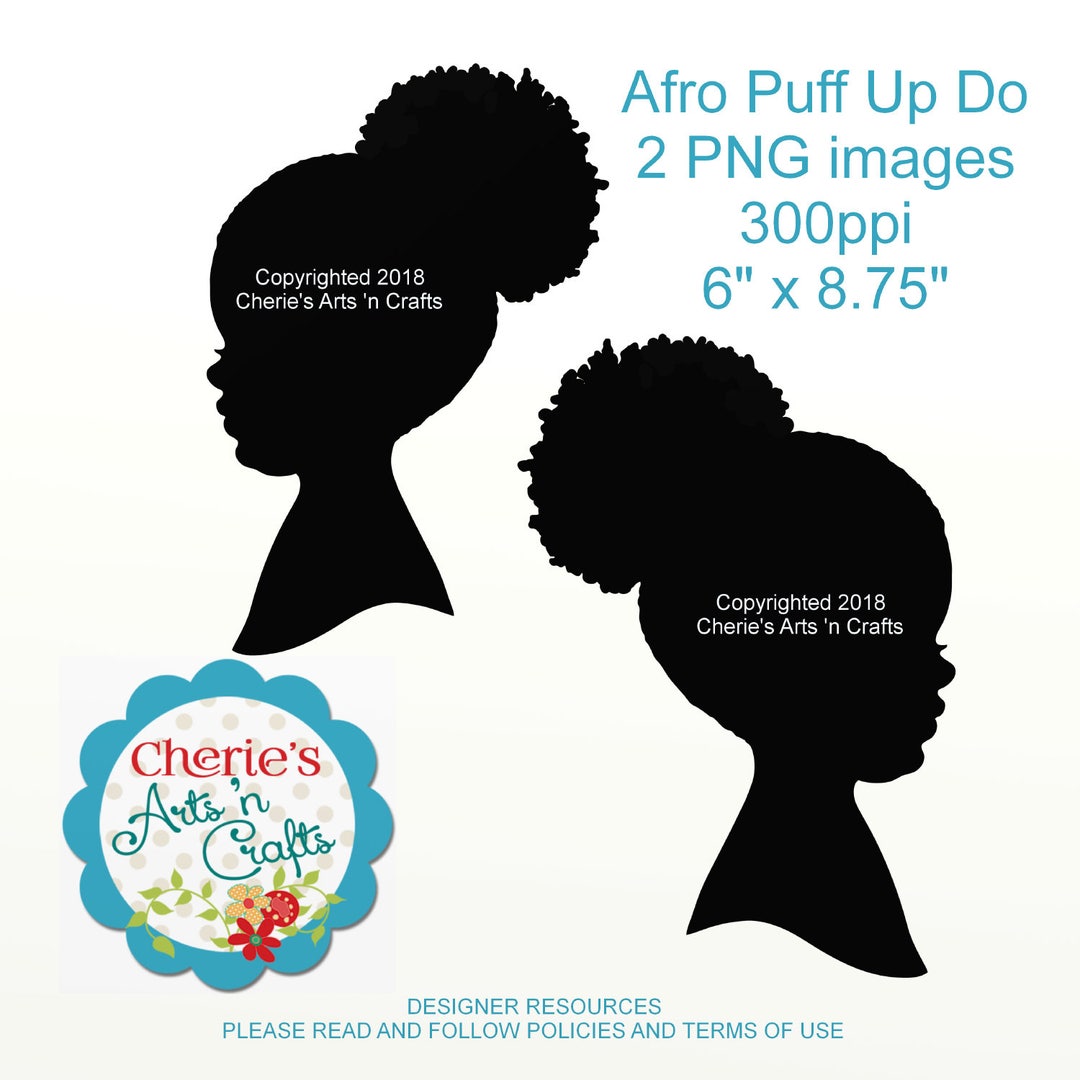 Afro Puffs Silhouette Clip Art: Updo Hairstyle, Designer Resources ...