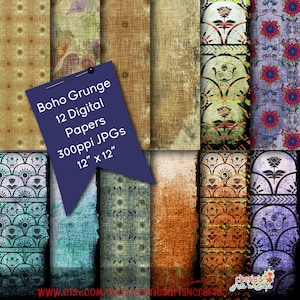 Digital Paper Bohemian Digital Scrapbooking Backgrounds Scrapbooking ...