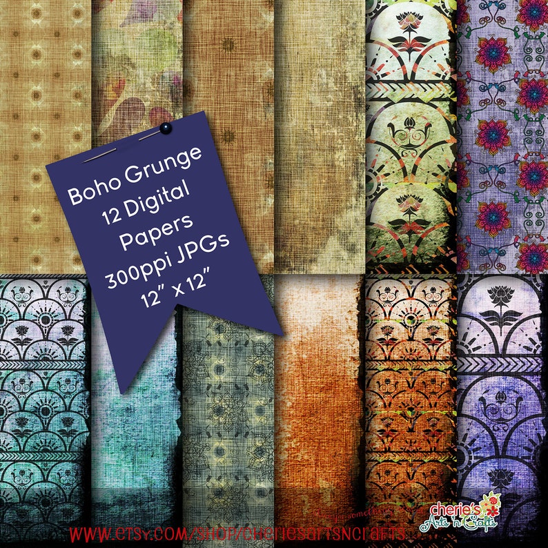 Digital Paper Bohemian Digital Scrapbooking Backgrounds - Etsy