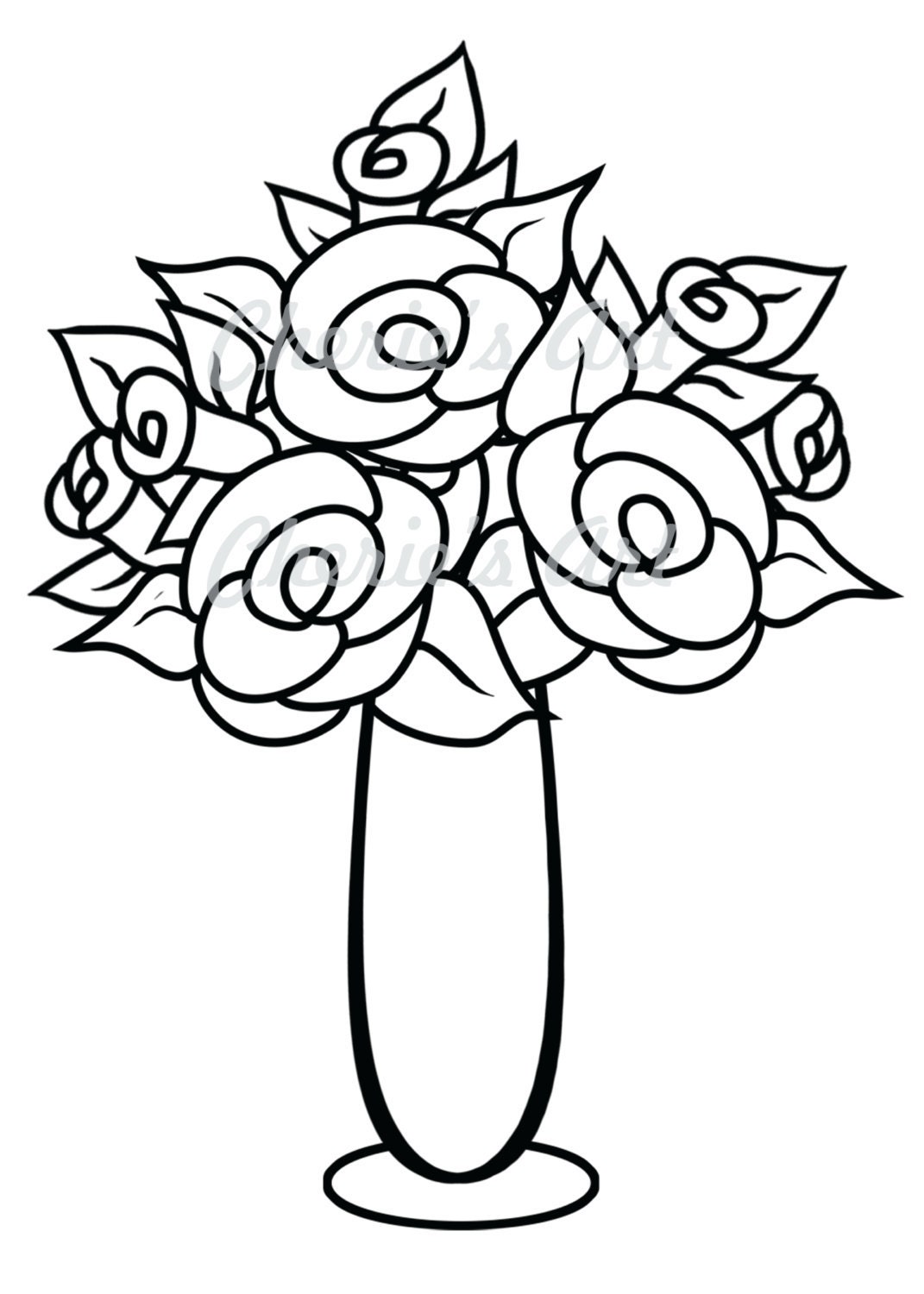 Flower Vase Line Drawing