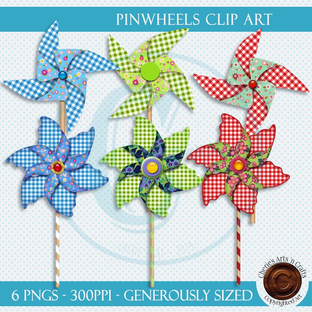 Pinwheels Clip Art Gingham Pinwheels Graphics PNG Files Generously ...