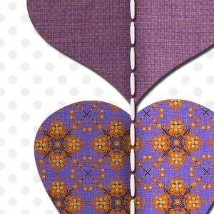 Bunting Clip Art, Stitched Hearts Bunting, Digital Scrapbooking Bunting ...