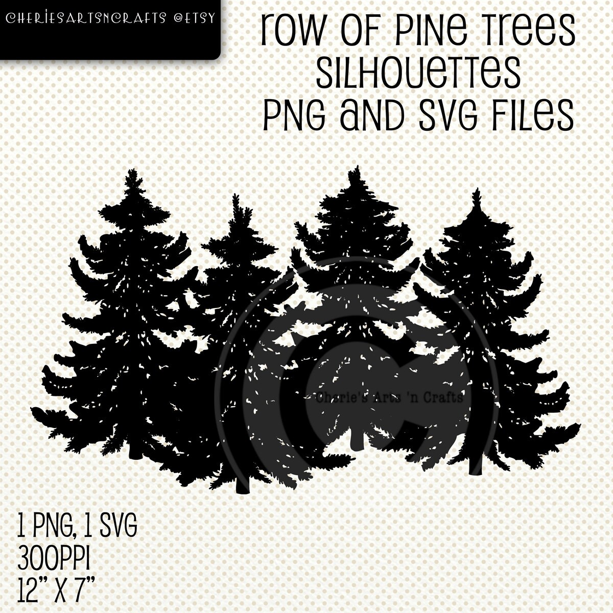 Row of Pine Trees Silhouettes PNG and SVG Files Digital | Etsy