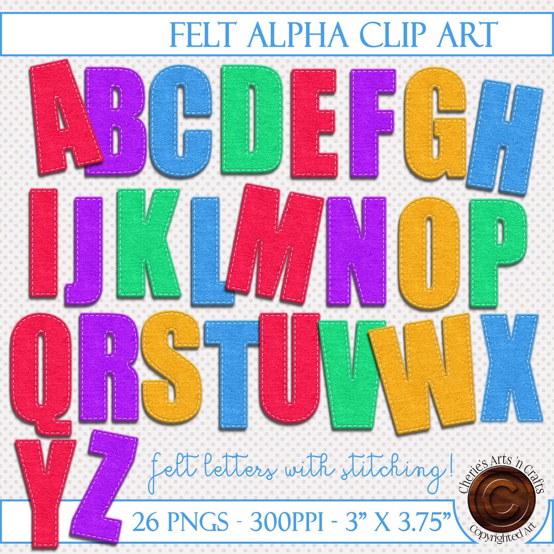 Felt Stitched Alphabet Clip Art | Designer Resources | Whimsical Alpha ...