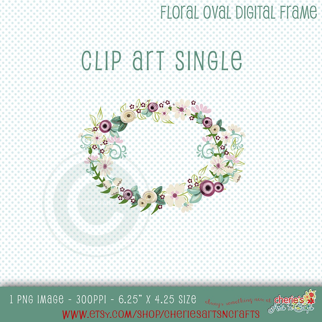 Floral Oval Digital Frame PNG Floral Oval Frames Digital - Etsy