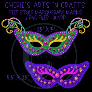 Felt Style Mardi Gras Masks PNG Files Fine for Sublimation Printing ...