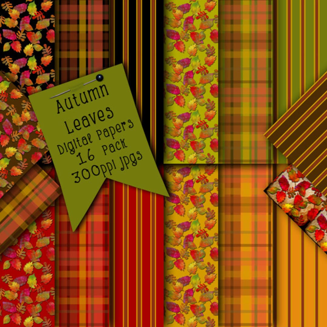 Autumn Leaves Digital Paper: Scrapbooking & Surface Patterns (16 JPG ...