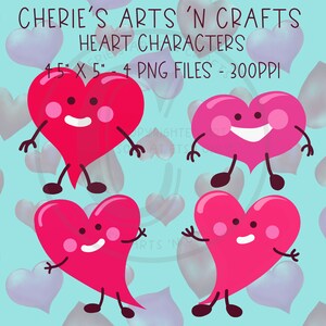 Heart Characters | Valentine's Day Clip Art | Whimsical Graphics | PNG ...
