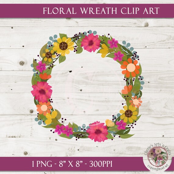 Floral Wreath Clip Art Designer Resources Generously Sized | Etsy