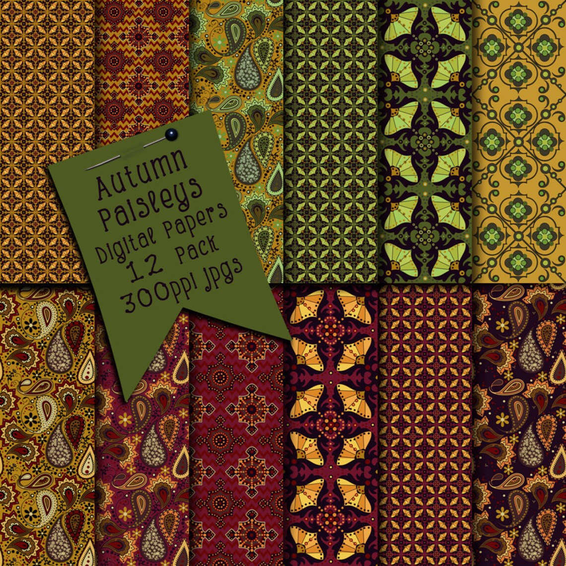 Paisley Digital Scrapbooking Papers Paisley Patterns - Etsy