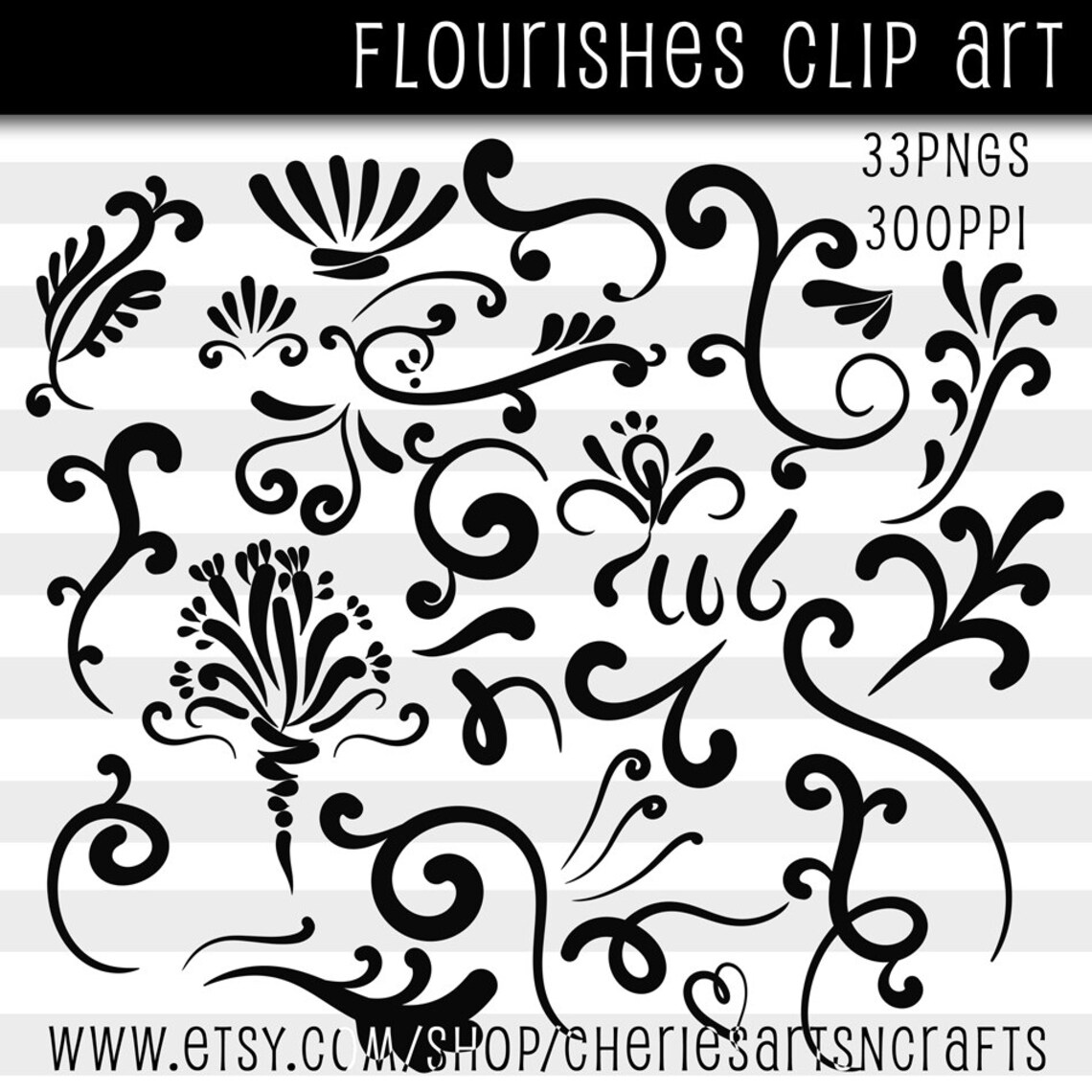 Flourishes Clip Art Decorative Swashes Decorative Flourish - Etsy