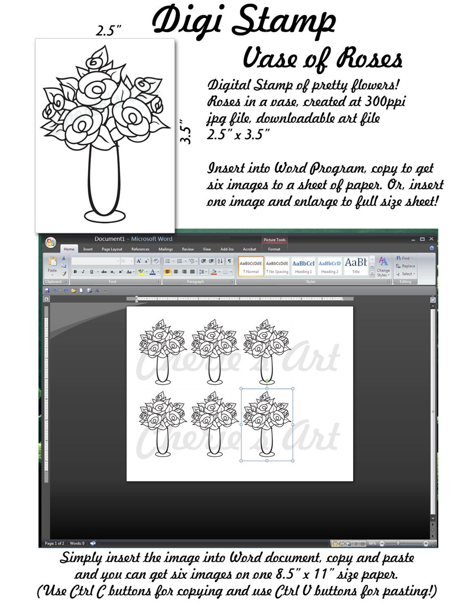 Line Art Flower Vase Digi Stamp Digi Stamp Digital - Etsy