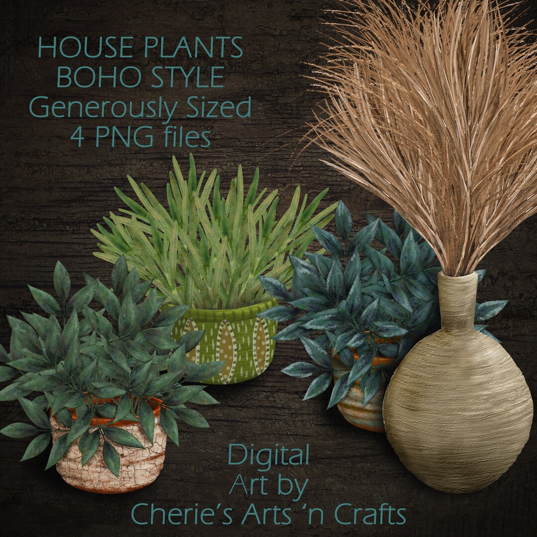 House Plants Graphics House Plant Clip Art Botanical Boho Style House ...