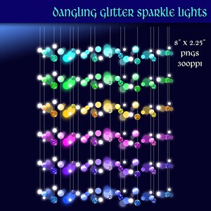 Dangling Lights Clip Art, Glitter Bokeh String Lights, Six Dangling ...