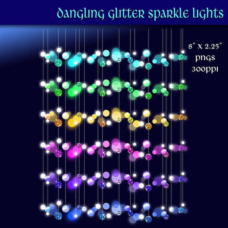 Dangling Lights Clip Art Glitter Bokeh String Lights Six - Etsy