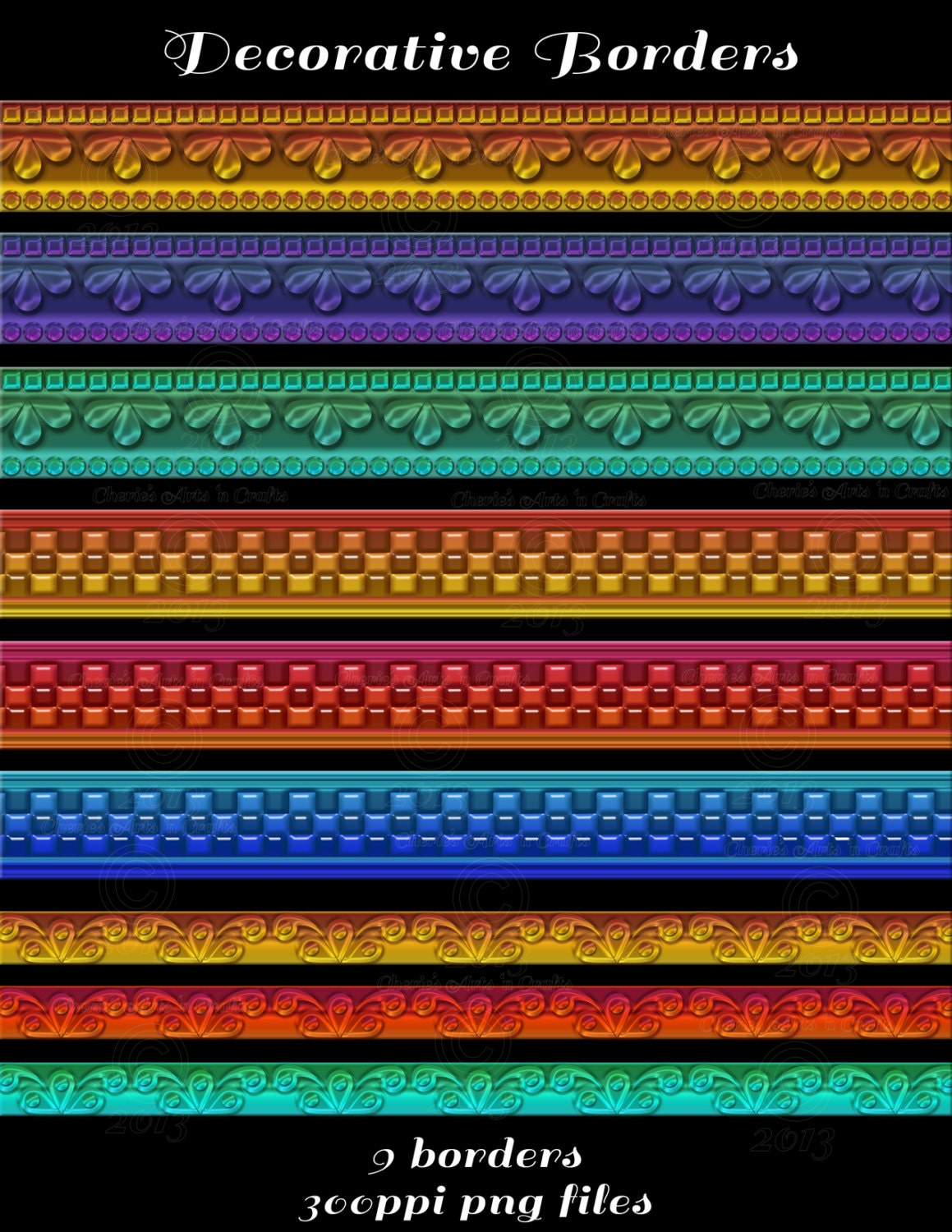 Digital Borders Clip Art Set PNG Images Instant Digital | Etsy