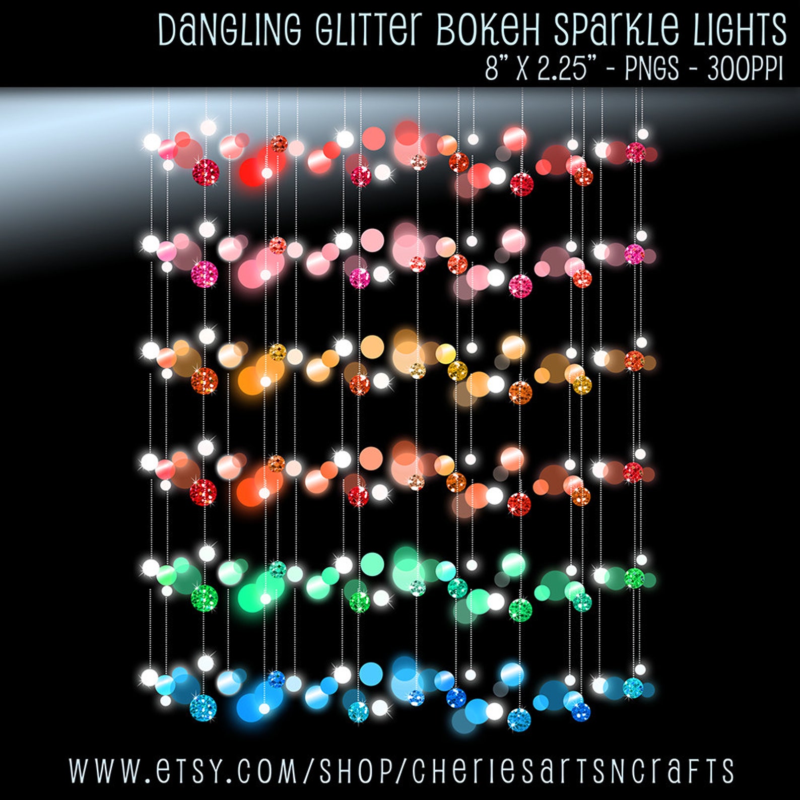 Bokeh Dangles Clip Art Digital Borders Dangling Lights | Etsy