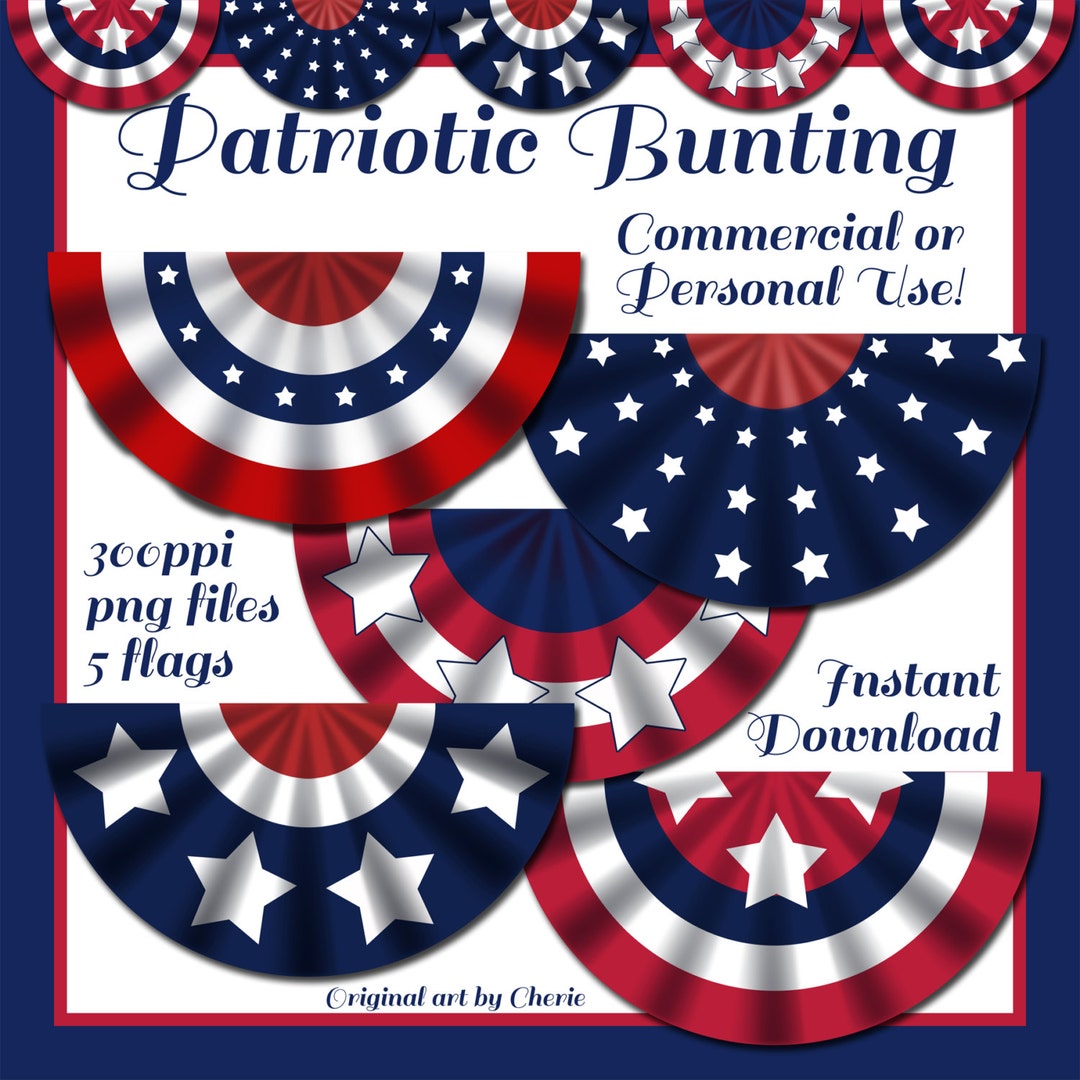 Patriotic Bunting, Patriotic Flags, Digital Download, Graphics ...