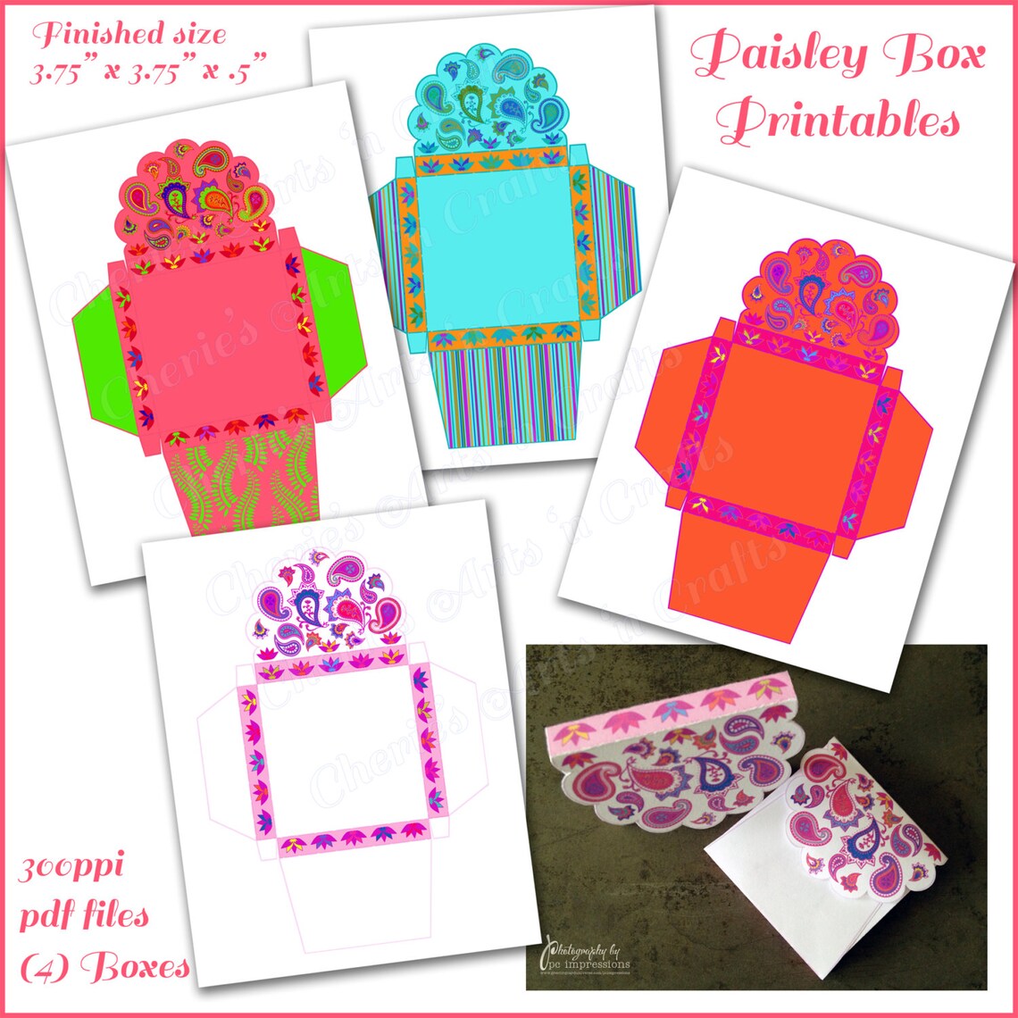 Instant Download Paisley Boxes Printables You Print Cut | Etsy