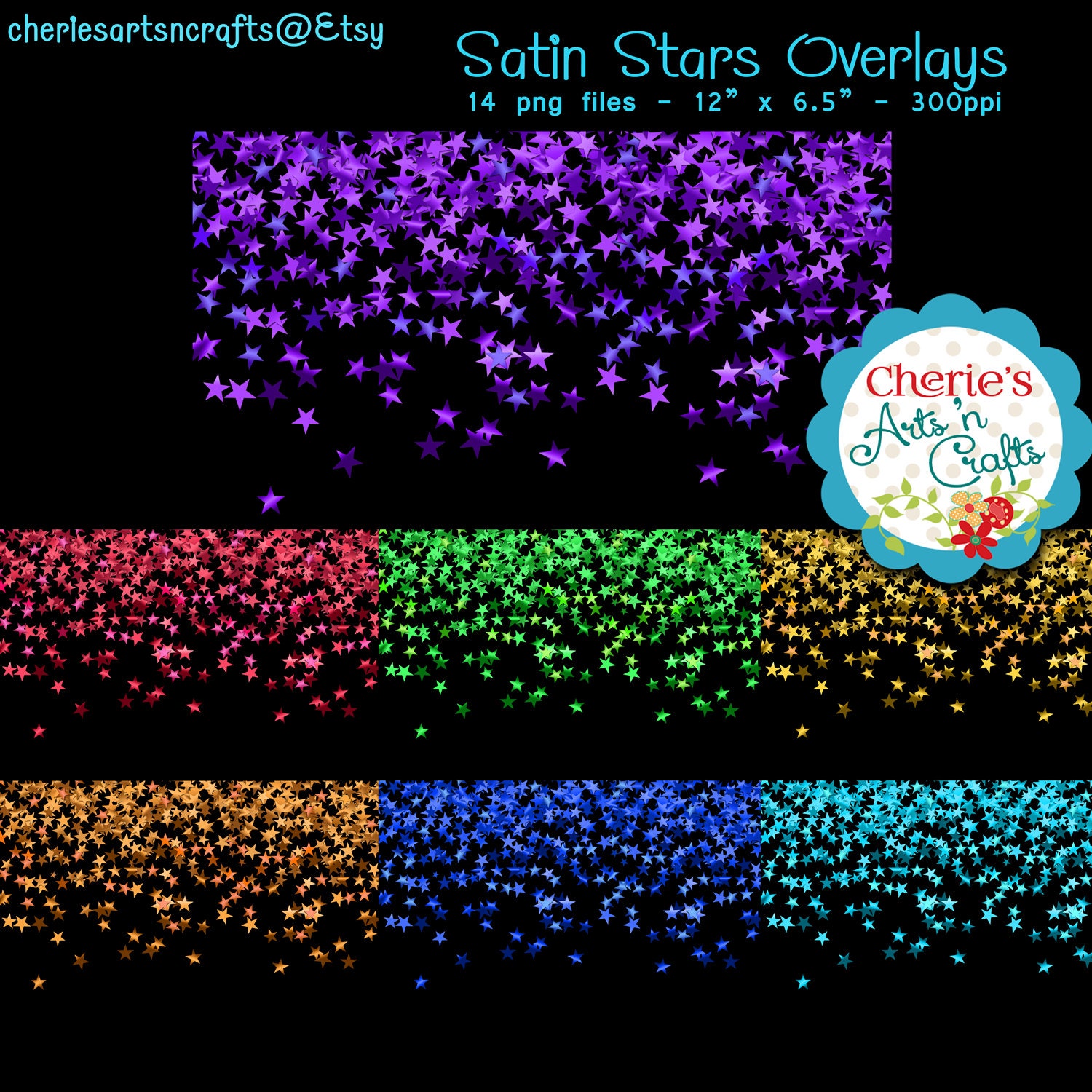Shiny Stars Overlays Star Borders PNG Digital Borders | Etsy