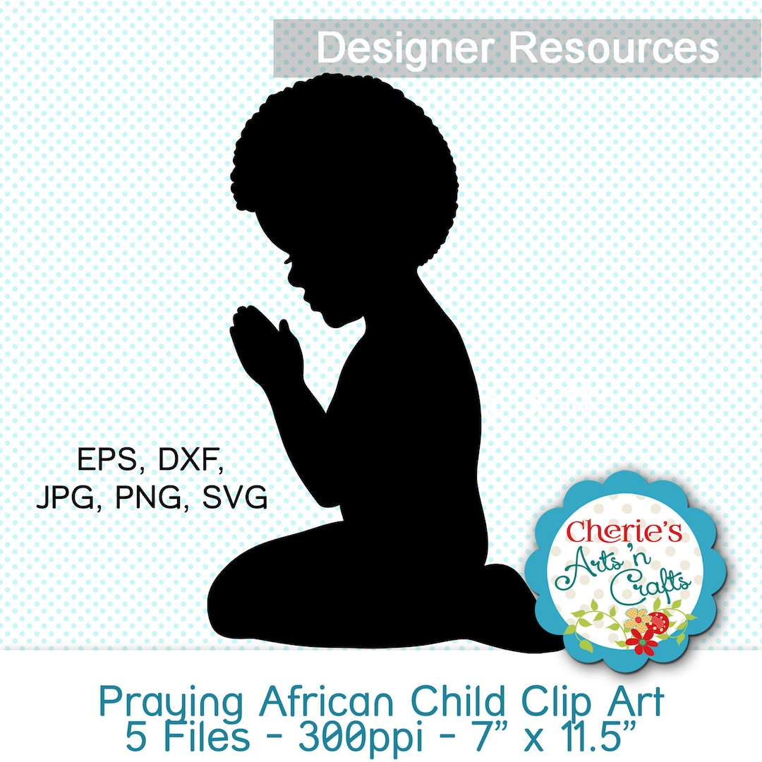 Little Boy Praying Silhouette Clip Art | African Boy Clip Art | Digital ...