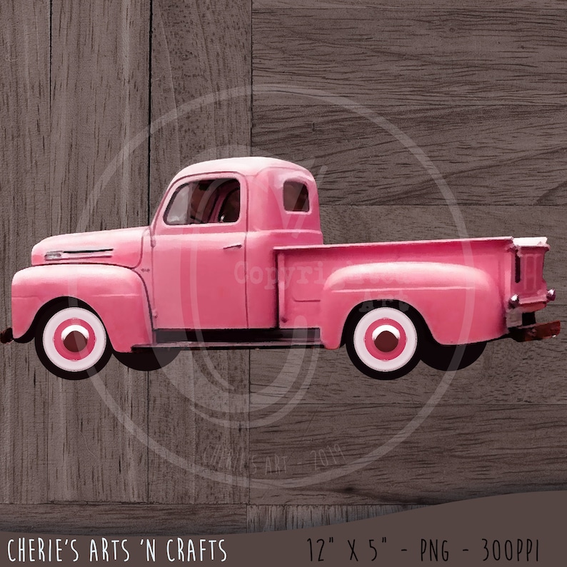 Pink Truck Clipart Vintage Style Pink Pickup Truck Old | Etsy