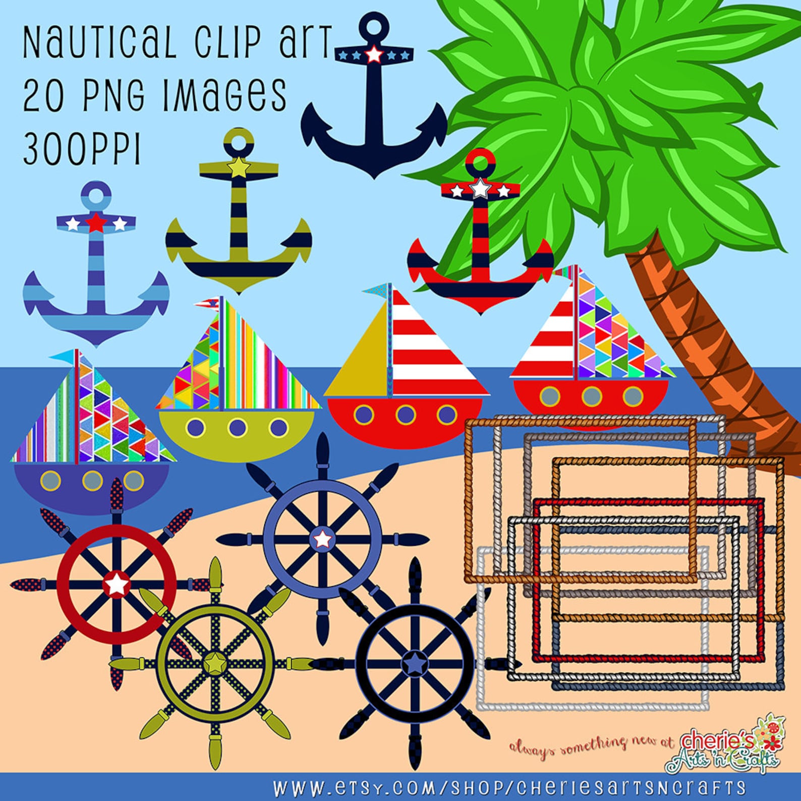 Nautical Clip Art Kit Anchors Clip Art Boats Clip Art Boat | Etsy
