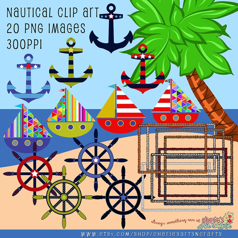 Nautical Clip Art Kit Anchors Clip Art Boats Clip Art Boat - Etsy