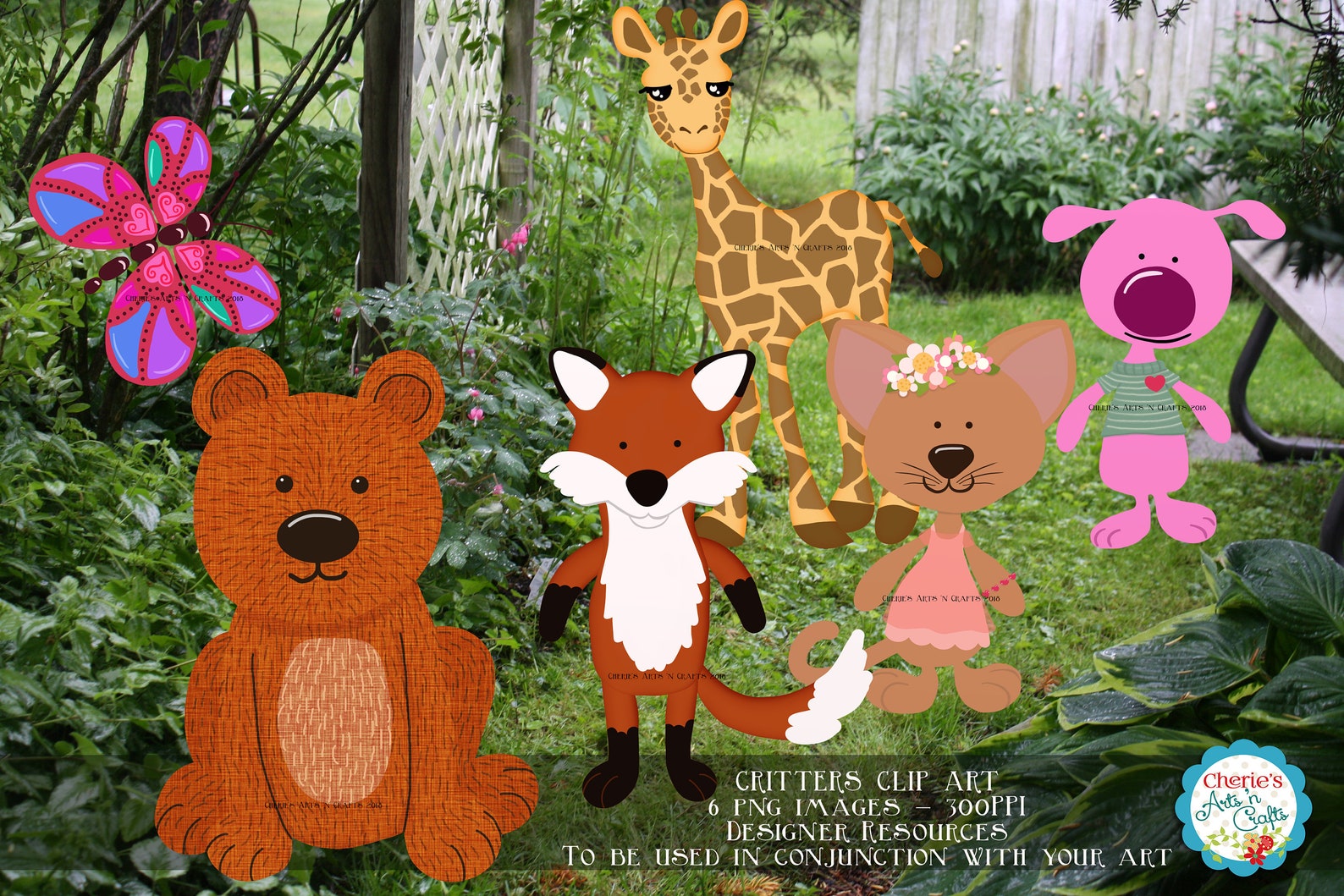 Animals Clip Art Cute Critters Clip Art Pack of 6 PNG Images - Etsy