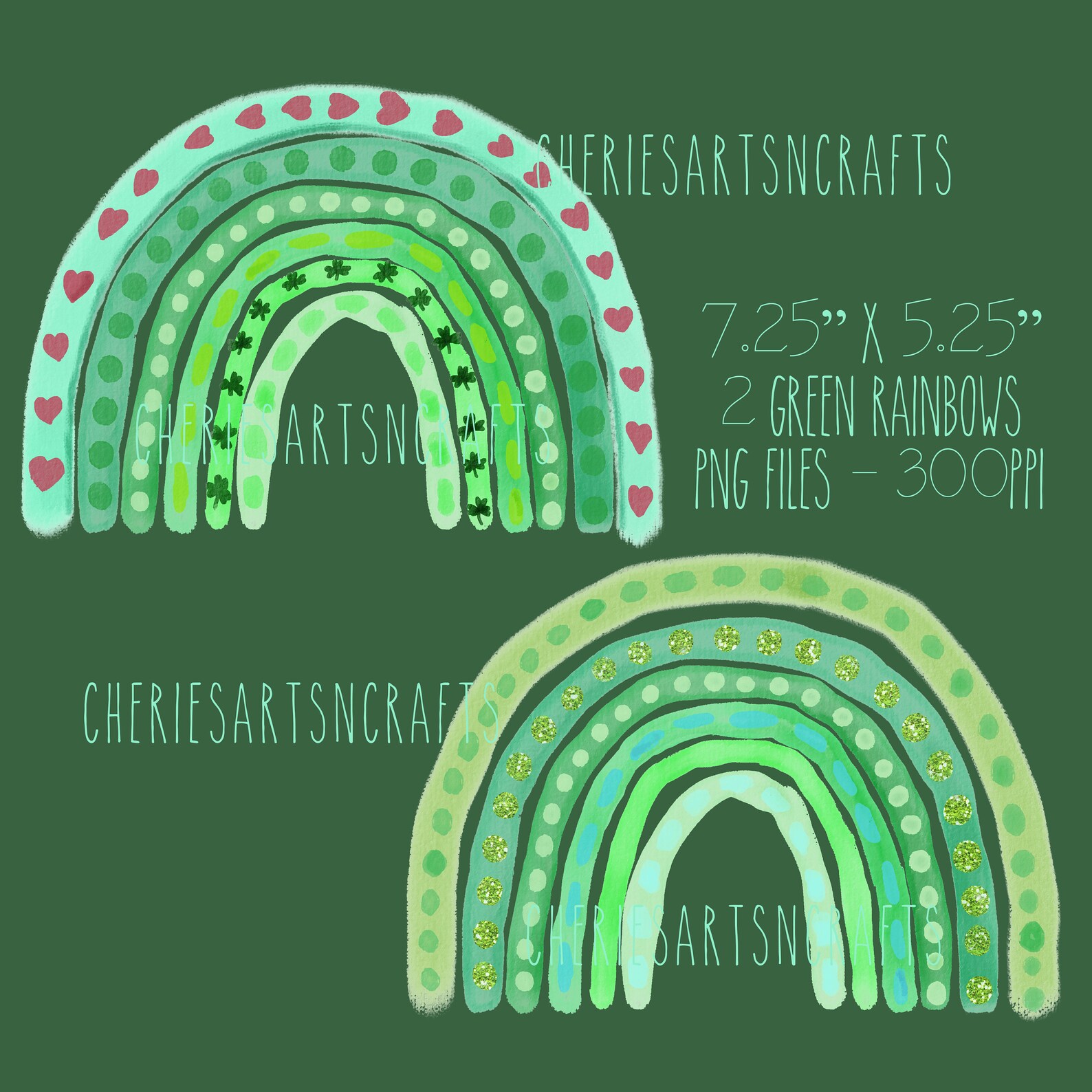 Green Rainbows PNG Clip Art St. Patrick's Day Graphics - Etsy