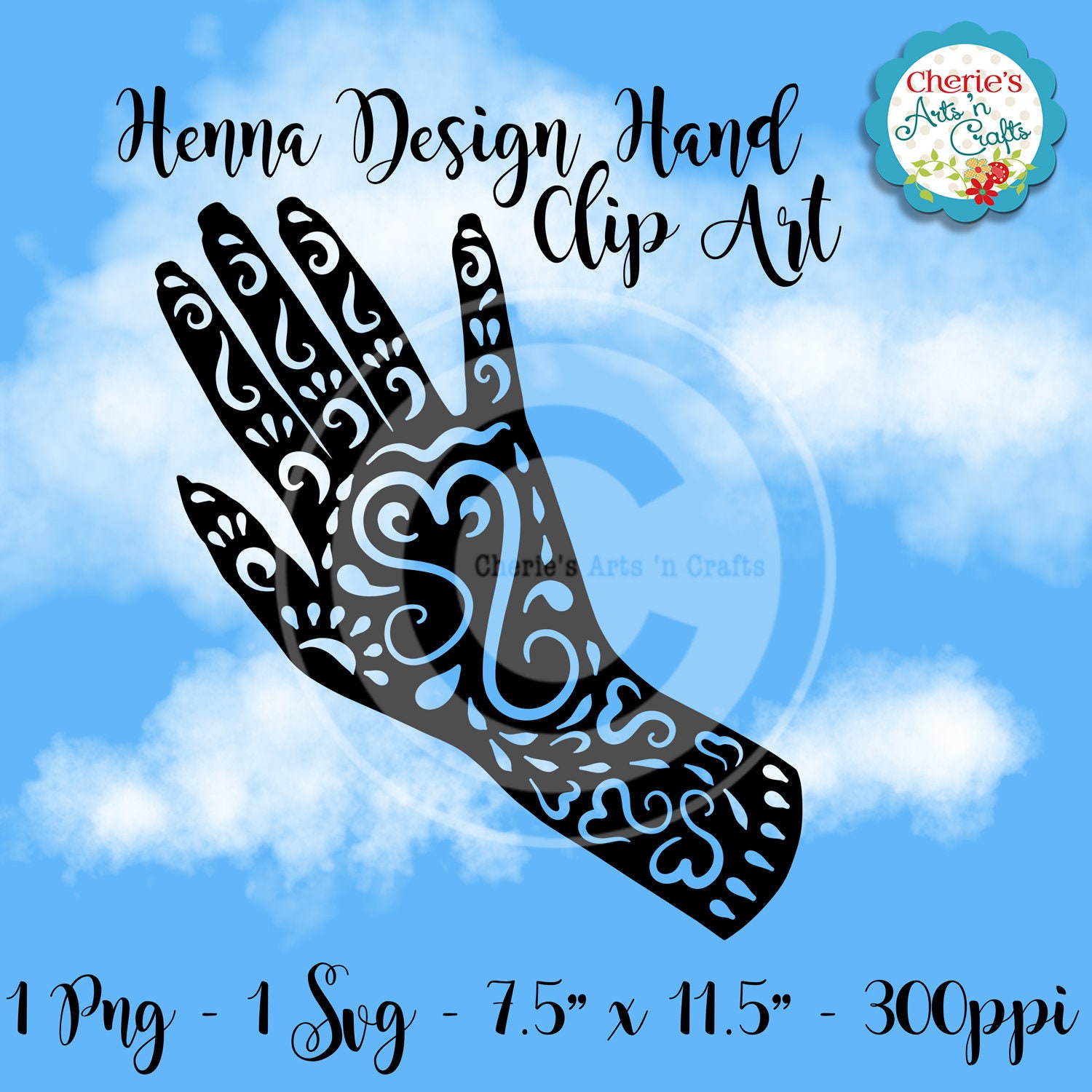 Henna Hand Design Clip Art SVG and PNG Designer Resources | Etsy