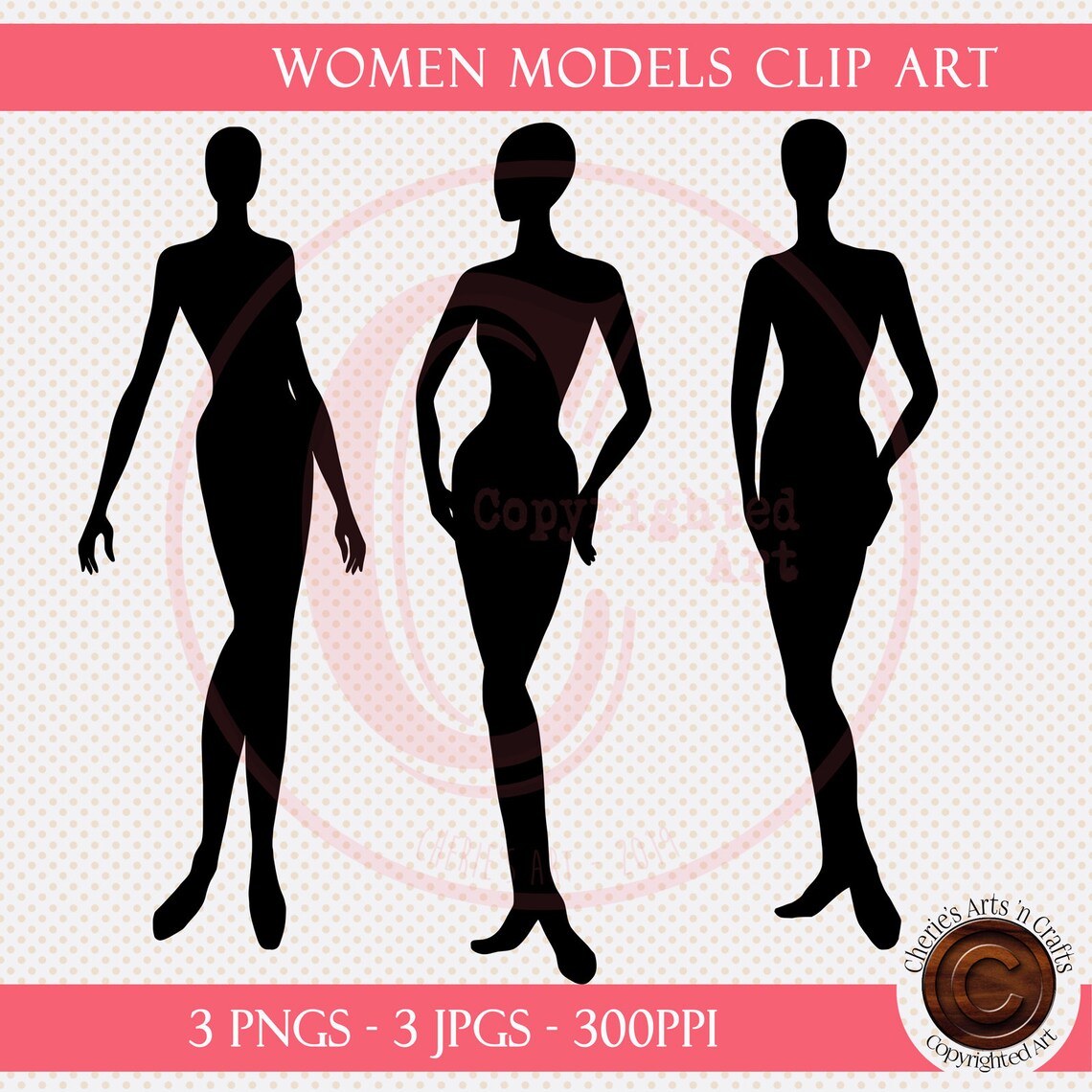 Women Models Clip Art Clip Art Silhouettes Models Graphics | Etsy