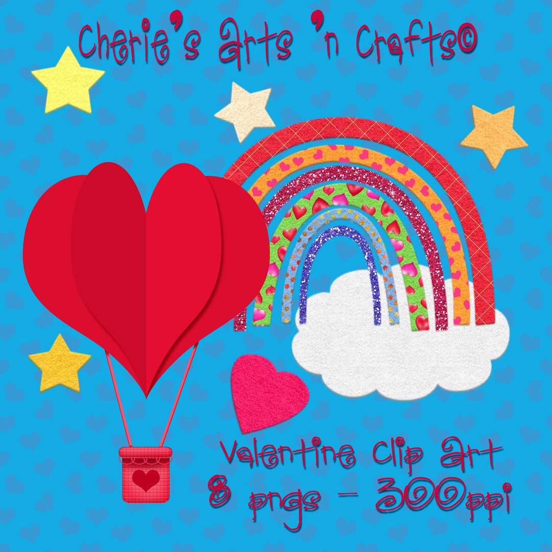 Valentine's Day Clip Art | Cute Clip Art | Hot Air Balloon and Rainbow ...