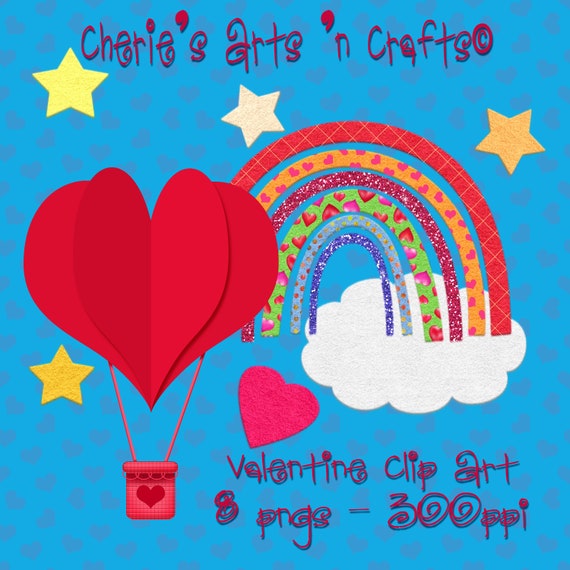 Valentine's Day Clip Art Cute Clip Art Hot Air Balloon | Etsy