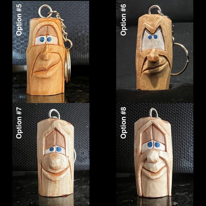Hand-carved Wood Funny Face Keychain - Etsy