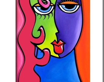 Abstract art painting pop canvas modern colorful comic | Etsy